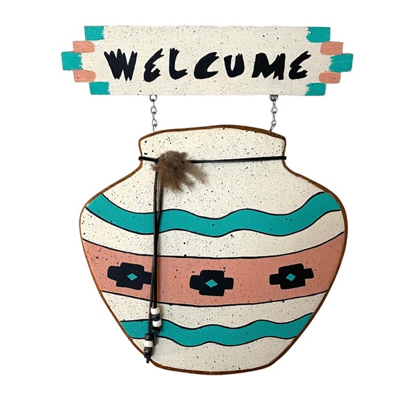 Vintage | Wall Decor | Vintage 9s Southwestern Welcome Sign Handmade ...